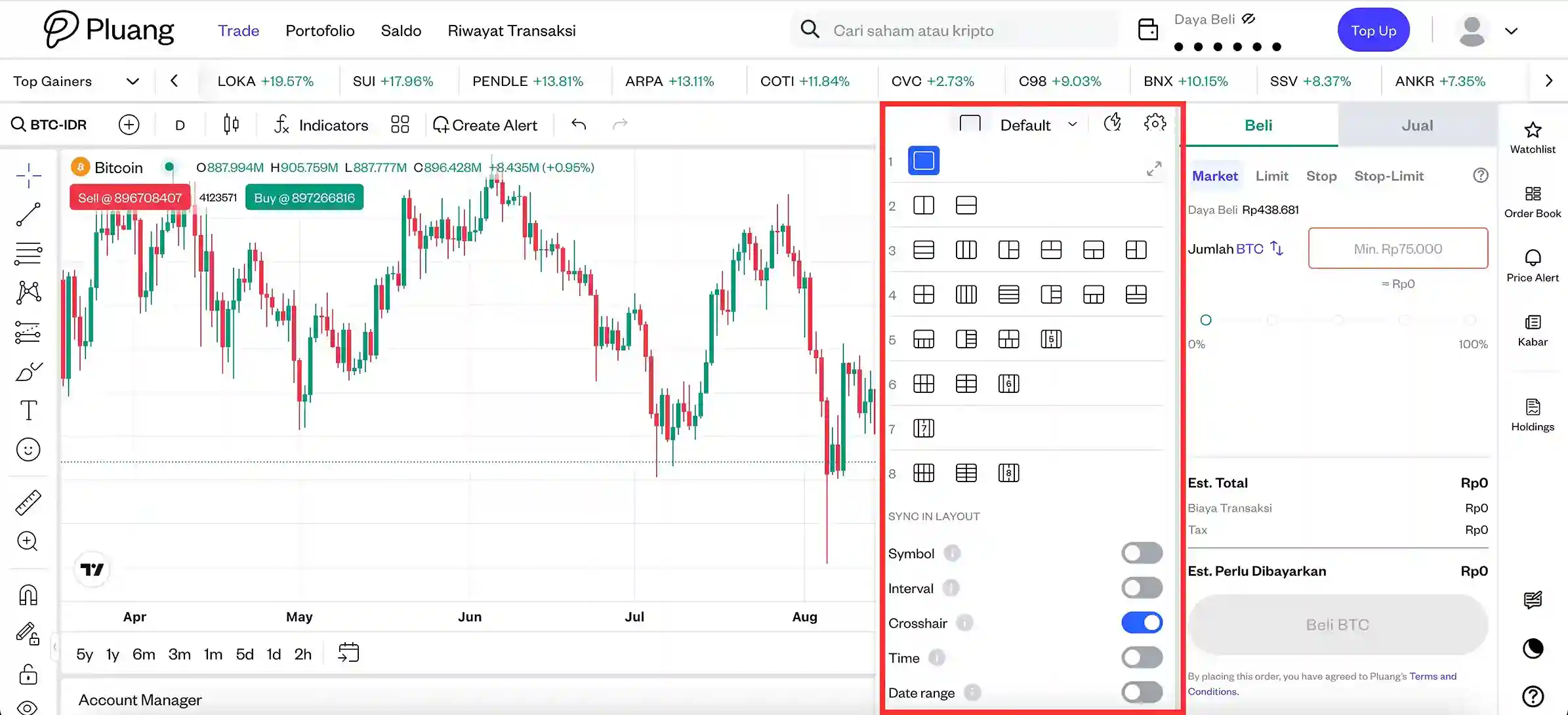 1. Panduan Dasar UI Pluang Web Trading